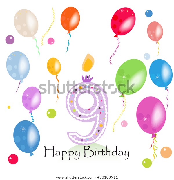 Happy Ninth Birthday Candle Vector Colorful Stock Vector (Royalty Free ...