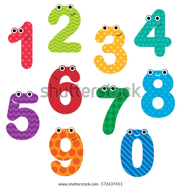 Happy Numbers Faces Hats Stok Vektör (Telifsiz) 572637451