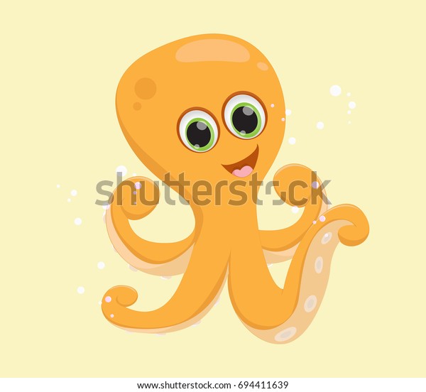 Happy Octopus Cartoon Stock Vector (Royalty Free) 694411639 | Shutterstock