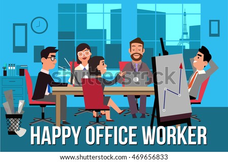 Happy Office Worker Clipart Stock-Vektorgrafik (Lizenzfrei) 469656833 ...