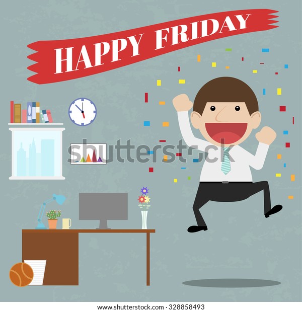 Happy Office Worker On Weekend Illustration Stock Vector (Royalty Free ...
