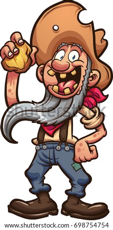 Vetor stock de Happy Old Cartoon Prospector Holding Piece (livre de ...