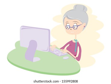 1,325 Elderly using computer Stock Illustrations, Images & Vectors ...