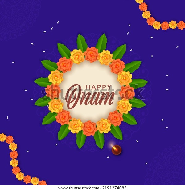 Happy Onam Font Over Circular Frame Stok Vektör (Telifsiz) 2191274083 ...