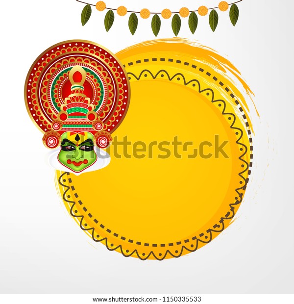 Happy Onam Frame Design Wih Kathakali Stock Vector (Royalty Free ...