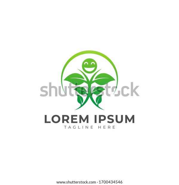 Happy Organic Leaf Smile Logo Vector Stock Vector (Royalty Free) 1700434546