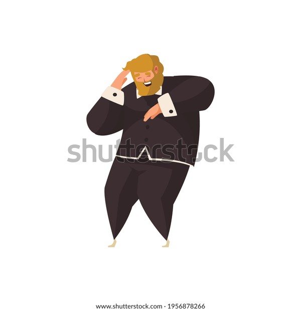 Happy Overweight Dancing Man Suit Flat Stock Vector (Royalty Free ...
