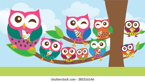 Happy Owl Cartoon Vector Stock Vector (Royalty Free) 385316146 ...