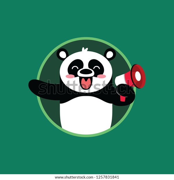 Happy Panda Cartoon Green Background Stock Vector (Royalty Free ...