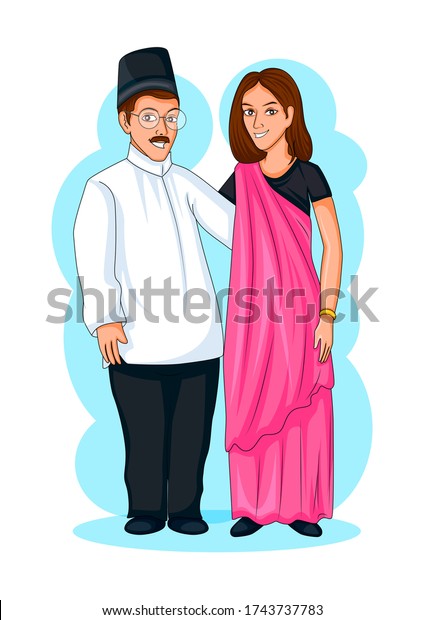 Happy Parsi Couple India Vector: vetor stock (livre de direitos ...