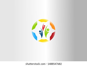 Happy People Circle Vector Logo Illustration Stock Vector (Royalty Free ...