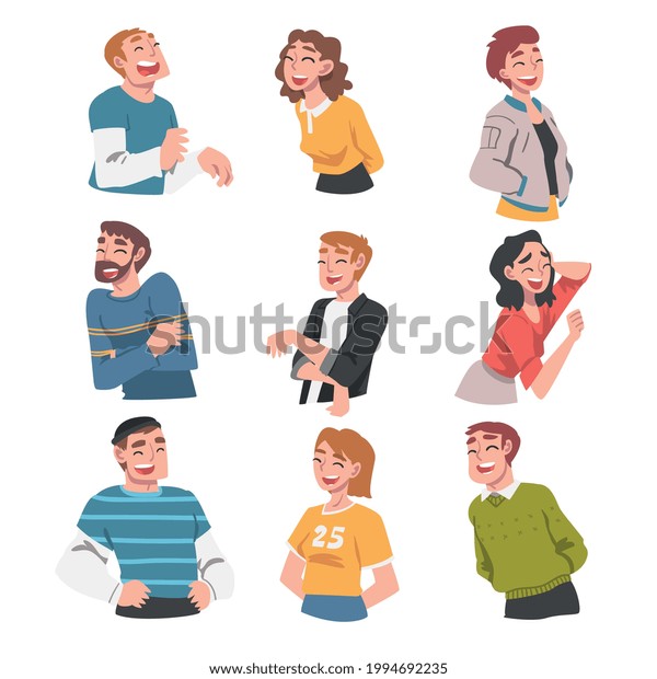 Happy People Having Fun Set Portraits Stock Vector (Royalty Free ...