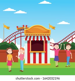 Amusement Park Illustration People Have Fun Stock Illustration ...