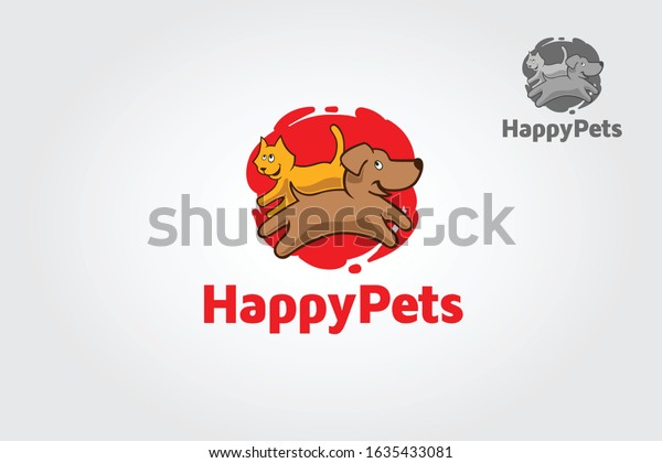 Happy Pets Vector Logo Cartoon Character Stock Vector (Royalty Free ...