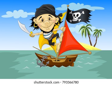 Happy Pirate Stock Vector (Royalty Free) 793366780 | Shutterstock
