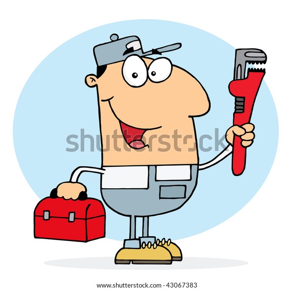 Happy Plumber Man Stock Vector (Royalty Free) 43067383