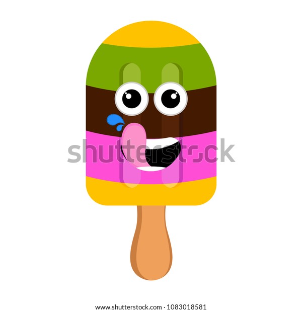 Happy Popsicle Emoticon Stock Vector (Royalty Free) 1083018581 ...