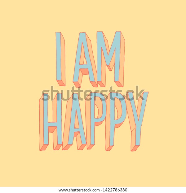 Happy Printed Tee Typography Lettering T Stock Vector (Royalty Free ...