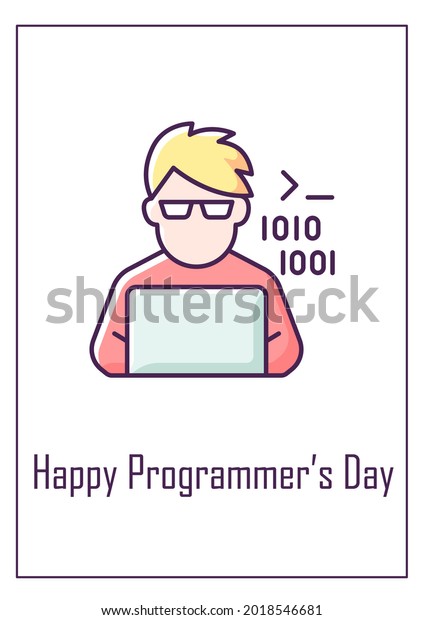 Happy Programmer Day Greeting Card Color Stock Vector (Royalty Free ...
