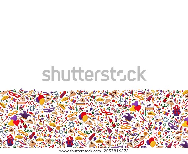 Happy Purim Background Purim Frame Traditional Stock Vector (Royalty ...