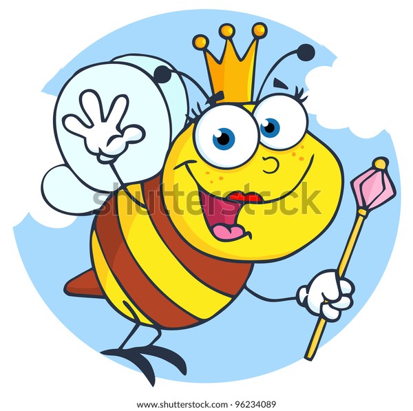 Happy Queen Bee Cartoon Character Vector Stock Vector (Royalty Free ...