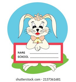 Happy Rabbit Name Tag Stock Vector (Royalty Free) 2137361681