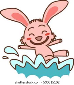 Happy Rabbit On Wave Stock Vector (Royalty Free) 530815102 | Shutterstock