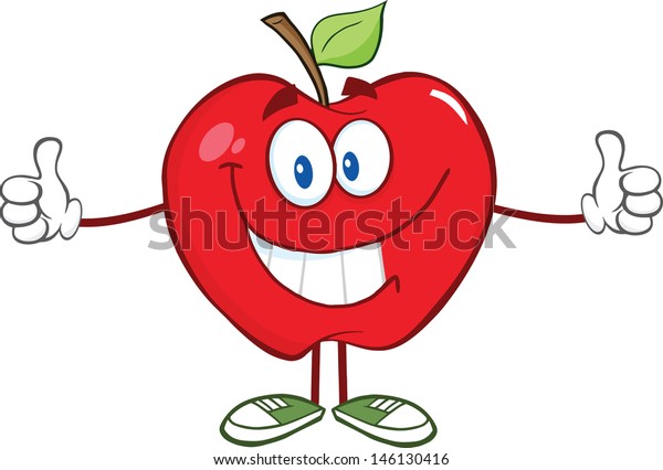 Happy Red Apple Character Giving Thumb Stock Vector (Royalty Free ...