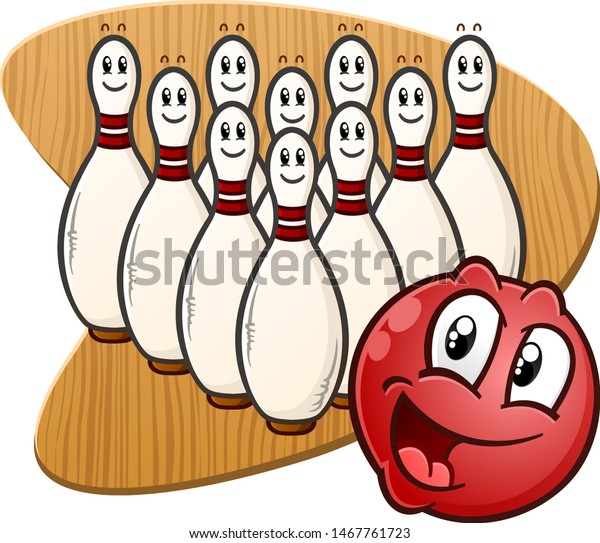 Happy Red Bowling Ball Full Rack Stock Vector (Royalty Free) 1467761723 ...