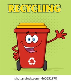 Happy Red Recycle Bin Cartoon Mascot Stock Vector (Royalty Free ...