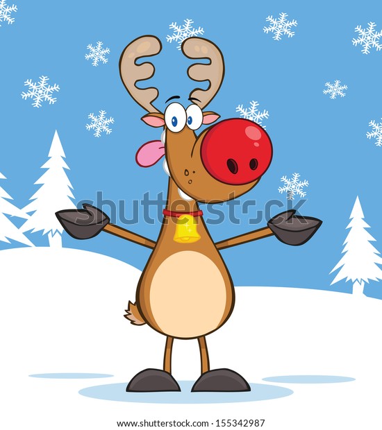 Happy Reindeer Open Arms Hugging Stock Vector (Royalty Free) 155342987 ...