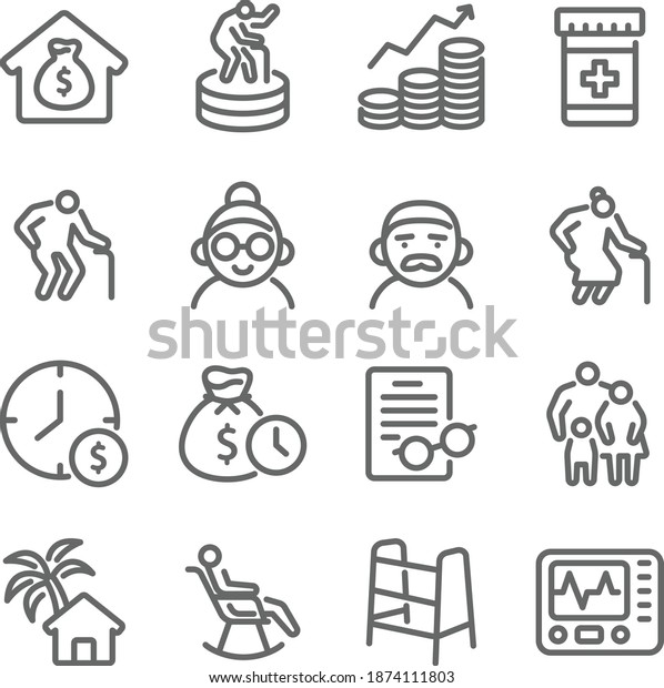 Happy Retirement Icon Illustration Vector Set Stock Vector (Royalty ...
