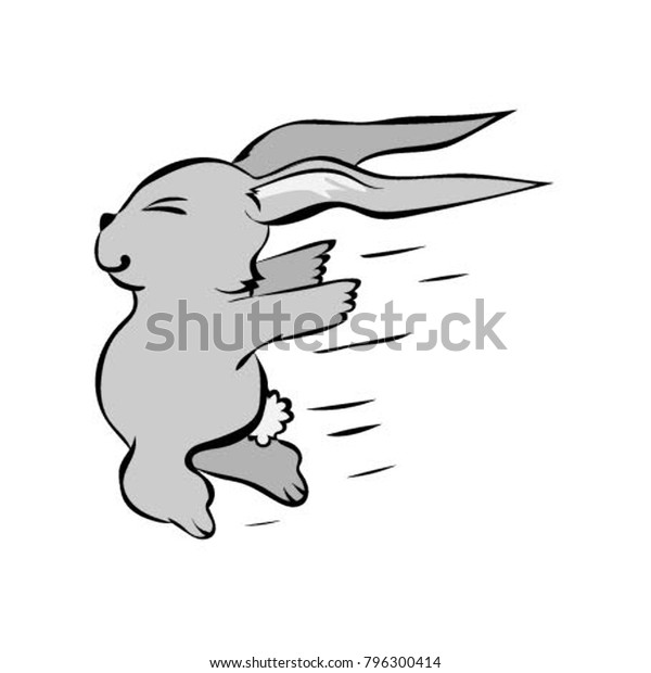 Happy Runing Cartoon Rabbit Stock Vector (Royalty Free) 796300414 ...