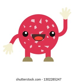 Happy Salami Character Saying Hello Hand Stock Vector (Royalty Free ...
