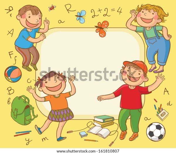 Happy School Children Card Back School Stock Vector (Royalty Free ...