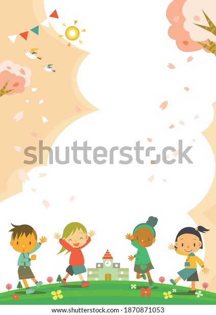 Happy School Kids Cute Vector Illustration Stock Vector (Royalty Free ...