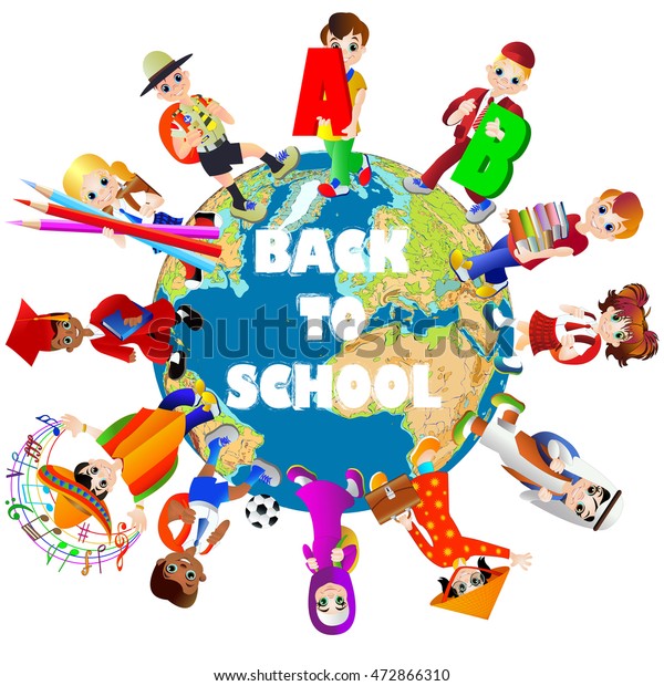 Happy School Kids Different Countries Around Stock Vector (Royalty Free ...