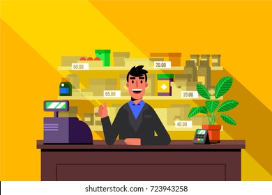 Happy Seller Motion Design Vector Flat Stock Vector (Royalty Free ...