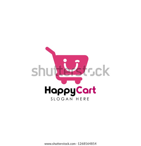 happy shop logo design template. shopping logo design stock