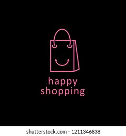 Happy Shopping Logo Icon Vector Illustration Stock Vector (Royalty Free ...