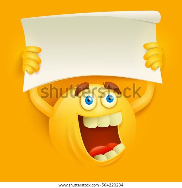 Happy Smiley Yellow Round Face Paper Stock Vector (Royalty Free ...