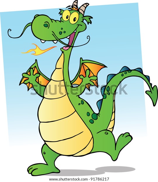 Happy Smiling Dragon Cartoon Charactervector Illustration Stock Vector ...