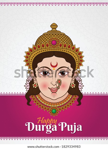 Happy Smiling Face Durga Decorated Traditional Stock Vector (Royalty ...