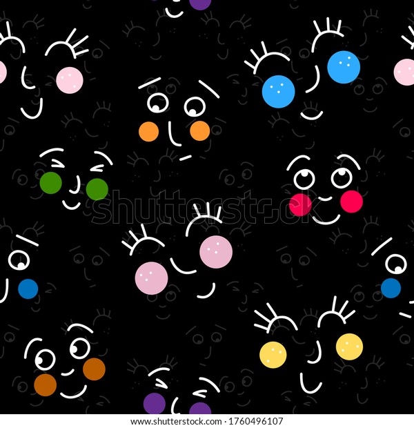 Happy Smiling Faces Colorful Cheeks Messy Stock Vector (Royalty Free ...