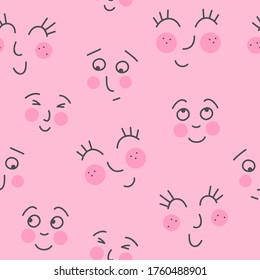 Happy Smiling Faces Pink Cheeks Messy Stock Vector (Royalty Free ...