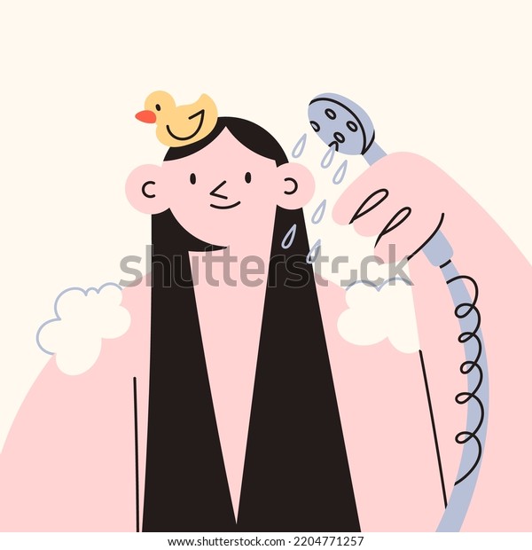 Happy Smiling Person Taking Shower Rubber Stock Vector (Royalty Free ...