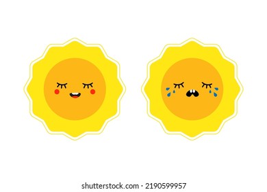 Happy Smiling Sad Crying Sun Characters Stock Vector (Royalty Free ...