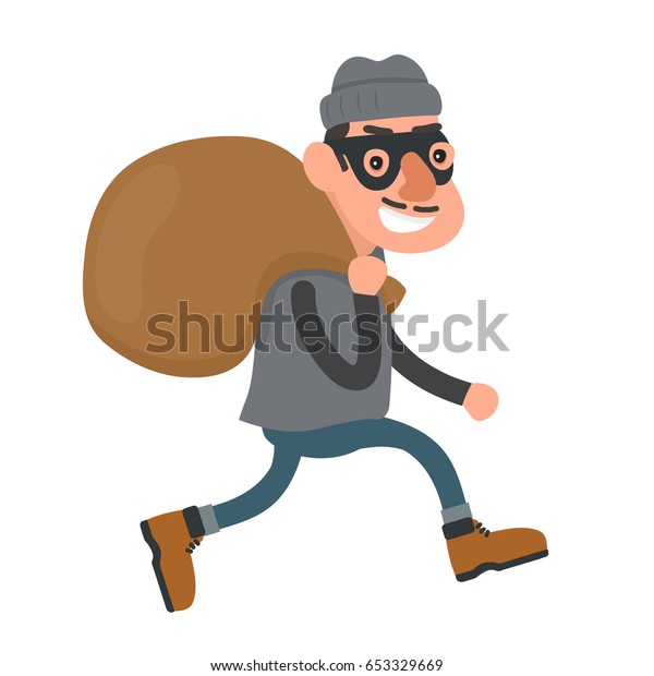 Happy Smiling Thief Robber Runs Bag 库存矢量图（免版税）653329669 | Shutterstock