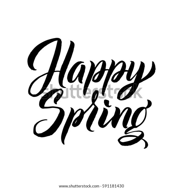 Happy Spring Hand Lettering Black Letters Stock Vector (Royalty Free ...