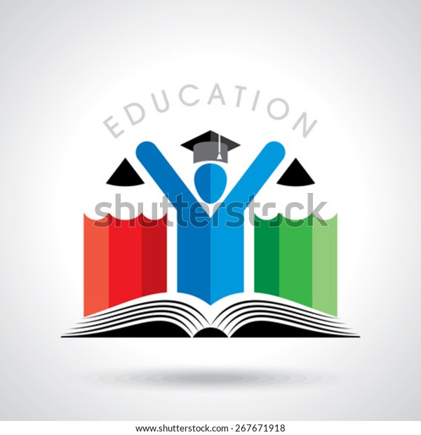 Happy Students Pencil Icon Educational Symbol Stock Vector (Royalty ...